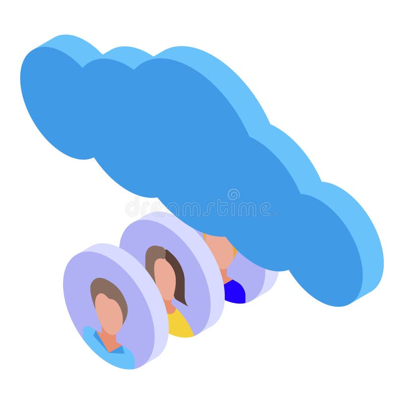 Customer Database Data Cloud Icon, Isometric Style Stock Vector ...
