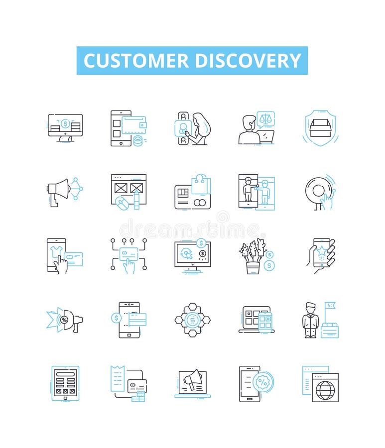 Customer Discovery Vector Line Icons Set. Research, Insights, Customers ...