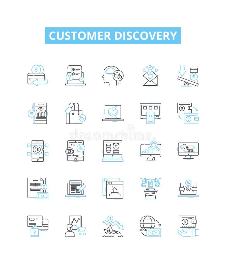 Customer Discovery Vector Line Icons Set. Research, Insights, Customers ...