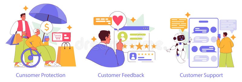 Customer Engagement. Flat Vector Illustration Stock Vector ...