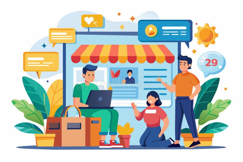 A Customer Engages with Support while Another Browses an Online Store ...