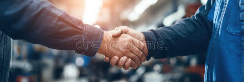 Customer Engages with Technician in Handshake at Service Location ...