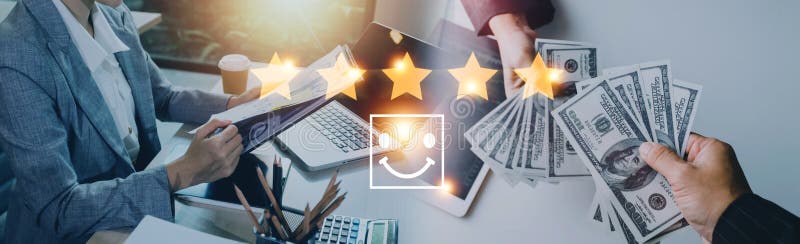 Customer Evaluation Feedback.men in Suit Giving Positive Review for ... Customer Evaluation Feedback.men in Suit Giving Positive Review for ...