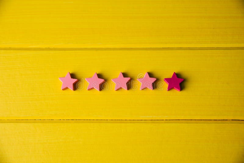 Customer Experience Concept, Five Star Rating on Yellow Background ...