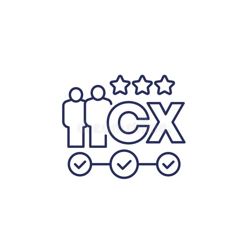 Customer Experience, CX Line Icon Stock Illustration - Illustration of ...