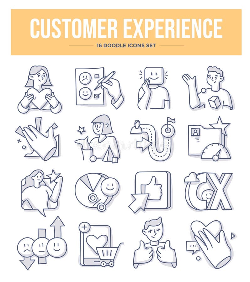 Customer Experience Doodle Icons Stock Vector - Illustration of opinion ...