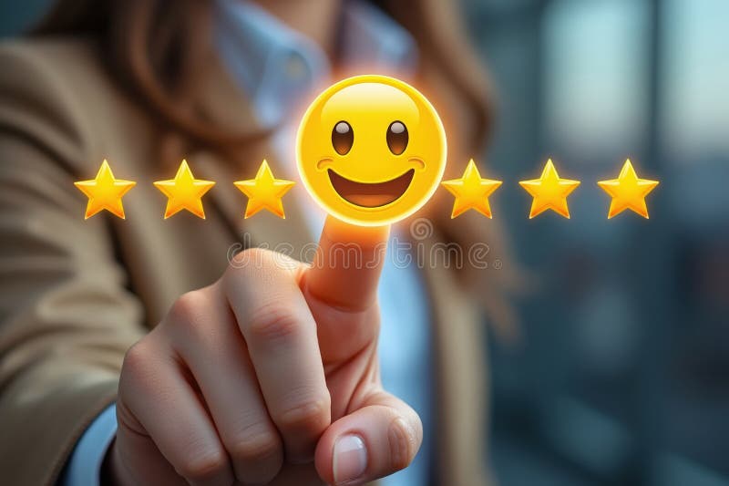 Customer Experience Evaluation Five Star Rating System with Smiley Face ...
