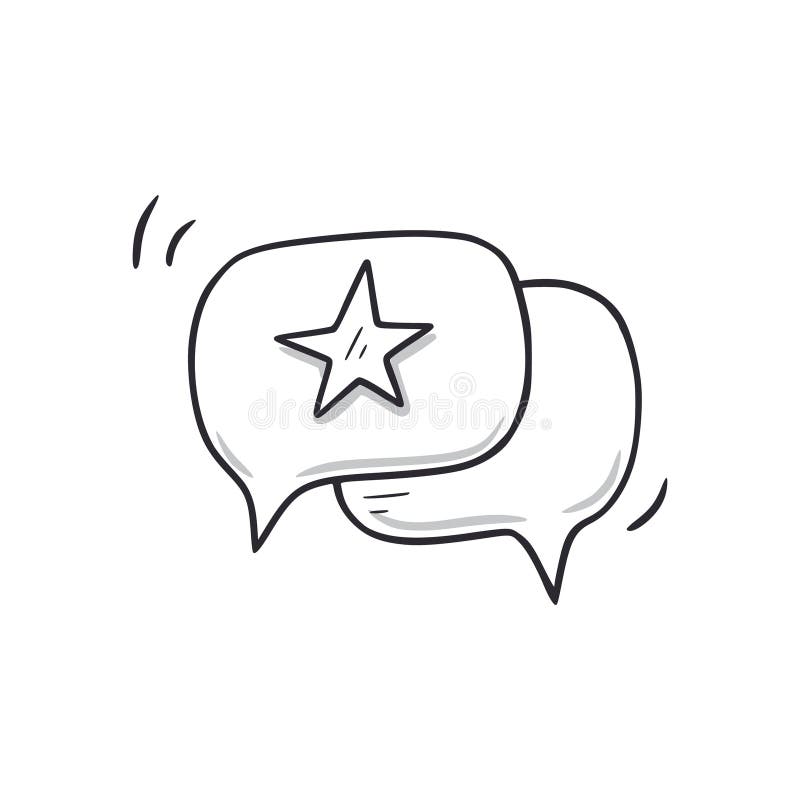 Customer Experience Feedback Message Doodle Icon. Client Positive Star ...