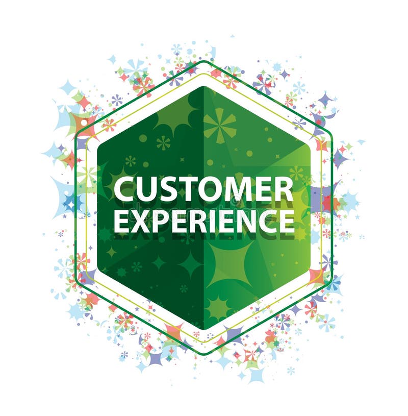 Customer Experience Floral Plants Pattern Green Hexagon Button Stock ...