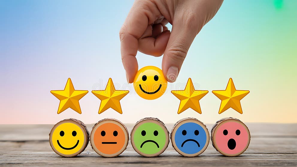 Customer Experience Rating and Feedback Concept Represented by Smiley ...