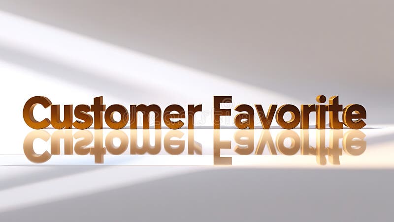 Customer Favorite Text Reflecting on a Polished Surface with Light Rays Stock Illustration ...