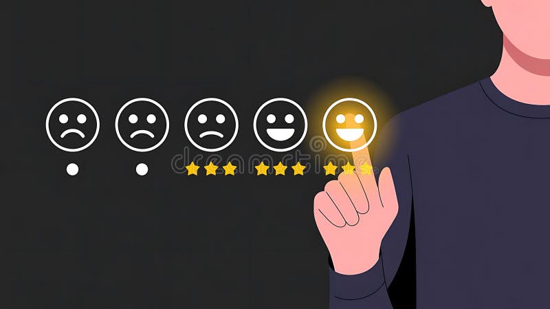 Customer Feedback Concept Featuring Rating System and Happy Smiley Face ...