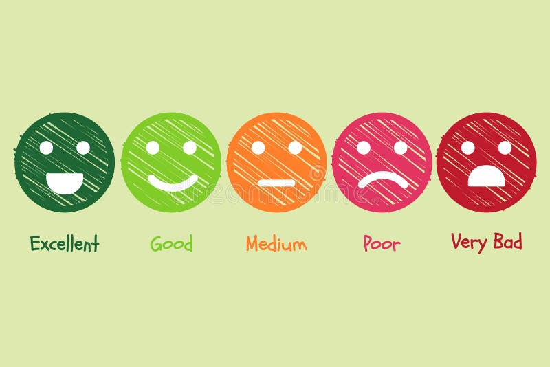 Customer Feedback Emoticons Collection with Striped Texture. Vector ...