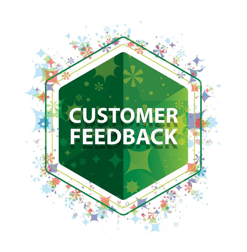 Customer Feedback Floral Plants Pattern Green Hexagon Button Stock ...