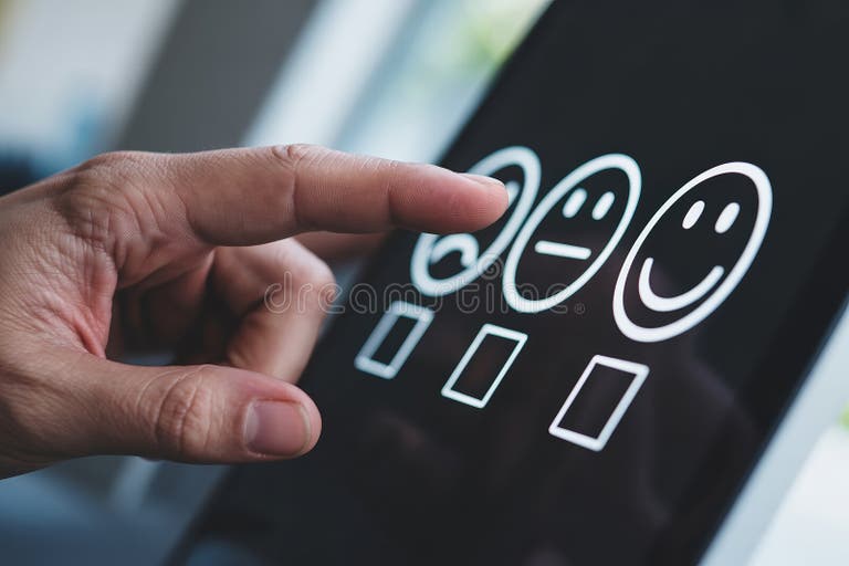 Customer Feedback Interface Showing a Finger Selecting a Negative ...