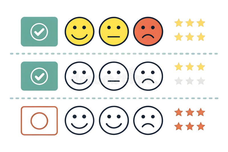 Customer Feedback Survey Visual Representation with Smiley Face Ratings ...