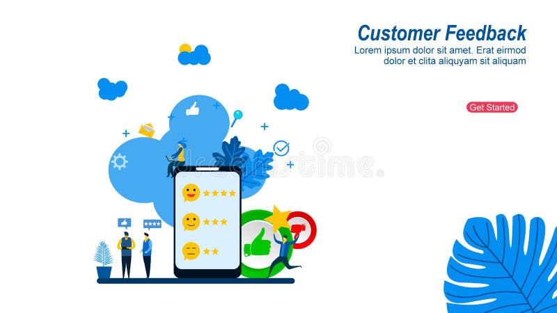 Customer Feedback Tiny People Character Concept Vector Illustration ...