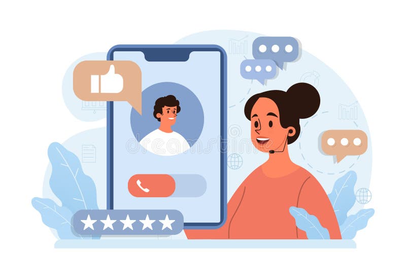 Customer Feedback. Young Female Call Center Operator Stock Vector ...