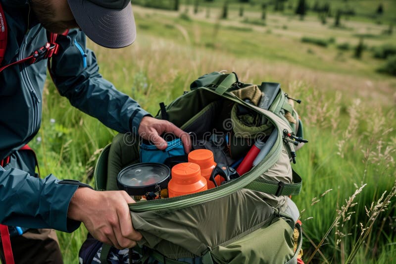 Customer Fills a Backpack with Gear To Test Its Capacity Stock Image ...