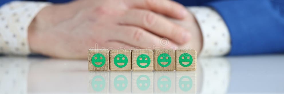 Customer and Five Smiling Green Positive Emoticons Stock Photo - Image ...