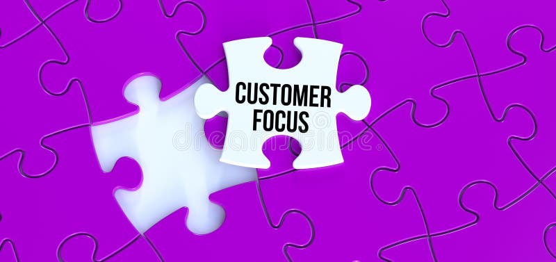 Customer Focus Text Message on Puzzle. White Piece Puzzle and Purple ...