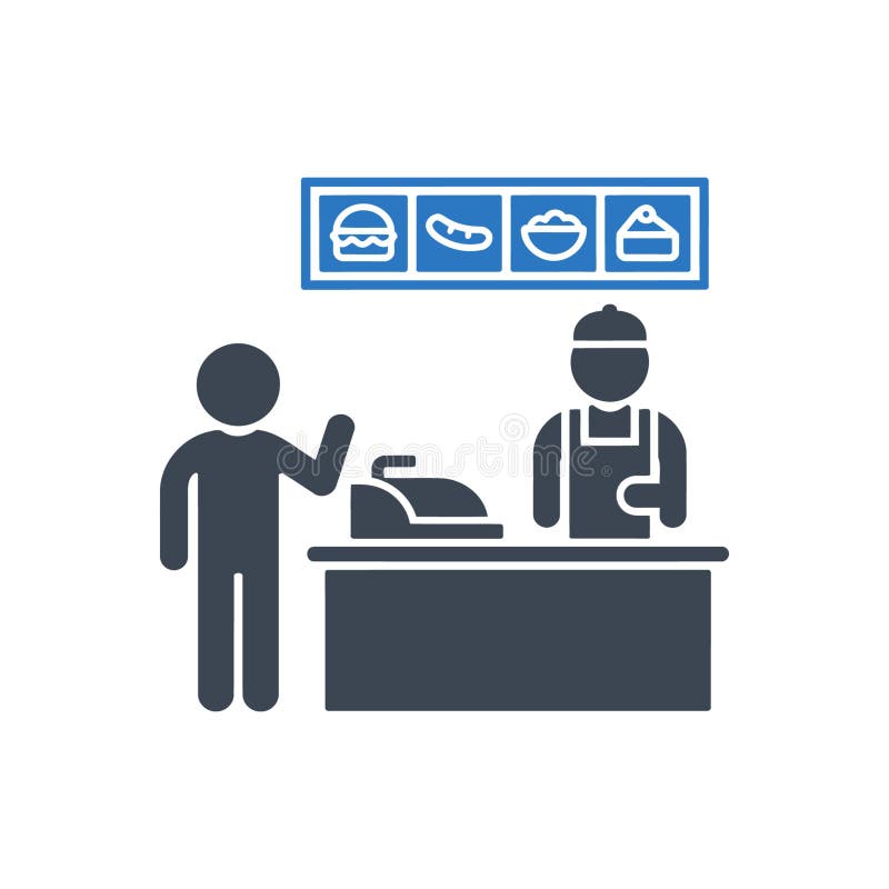 Customer at Food Counter Icon Stock Vector - Illustration of sign ...