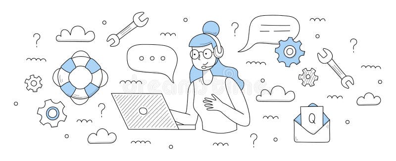 Customer Agent Icon Sketch Stock Illustrations – 124 Customer Agent ...