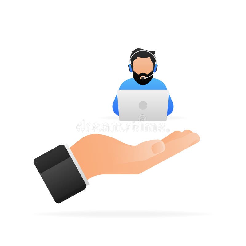 Customer Help. Tech Support. Cartoon Vector Illustration. Feedback ...