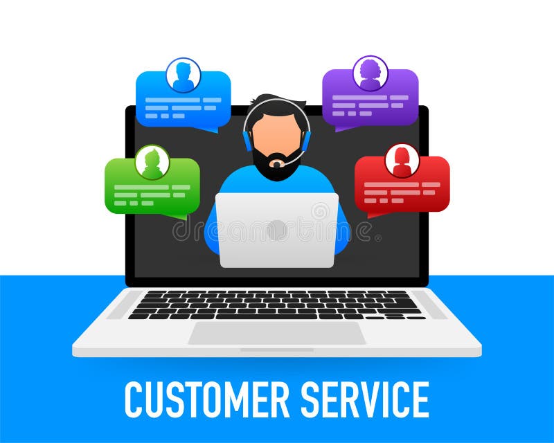 Customer Help. Tech Support. Cartoon Vector Illustration. Feedback ...