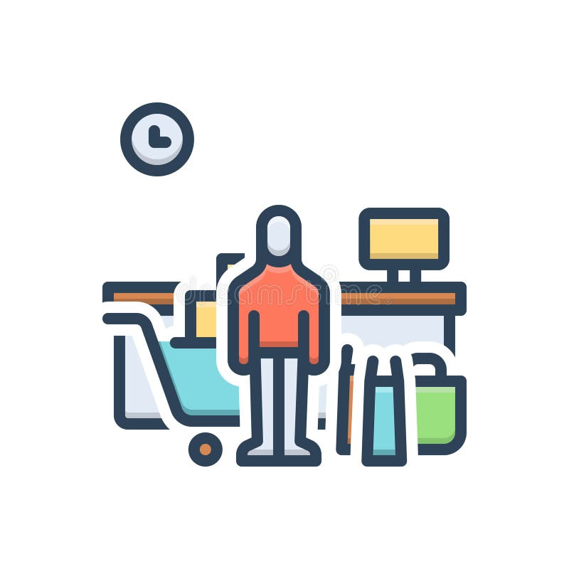 Color Illustration Icon for Customer, Client and Cash Counter Stock ...