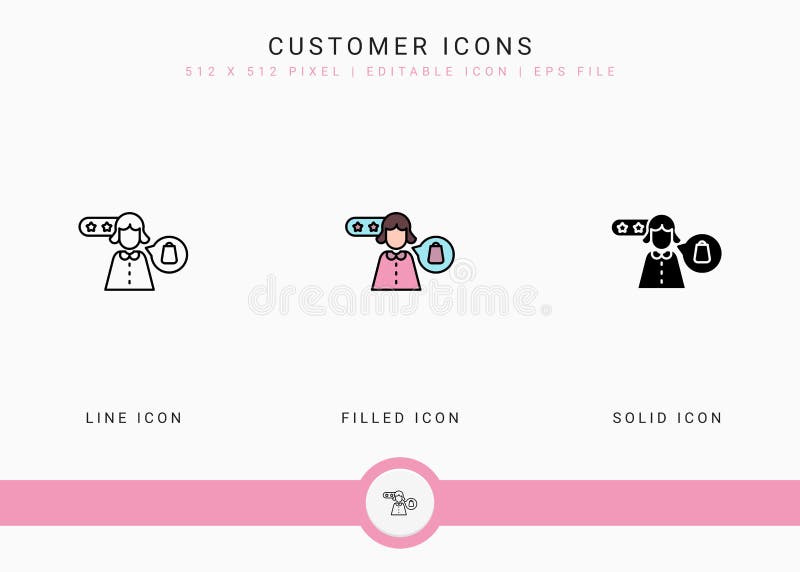 Customer Icons Set Vector Illustration with Solid Icon Line Style ...