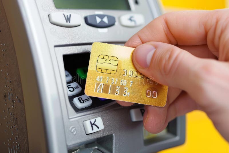 Customer Inserting Credit Card at Gas Station Pump Stock Image - Image ...