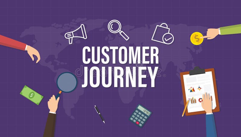 Customer Journey Business Marketing Process with Hand People Work ...