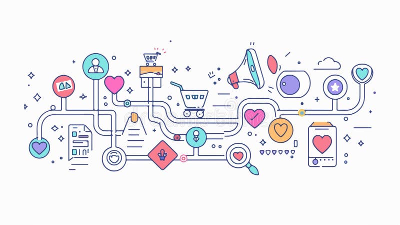 Customer Journey Path Icons for Search Optimization Stock Vector ...