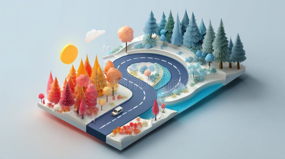 Customer Journey Path Visualization in a Colorful, Winding Road ...