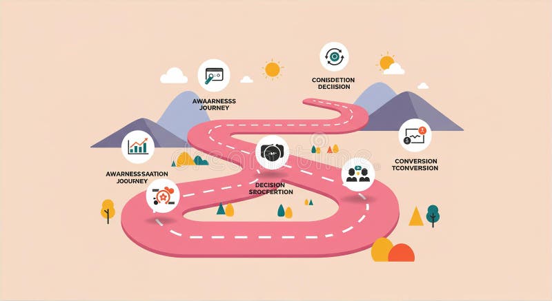 Customer Journey Roadmap stock illustration. Illustration of buyer ...