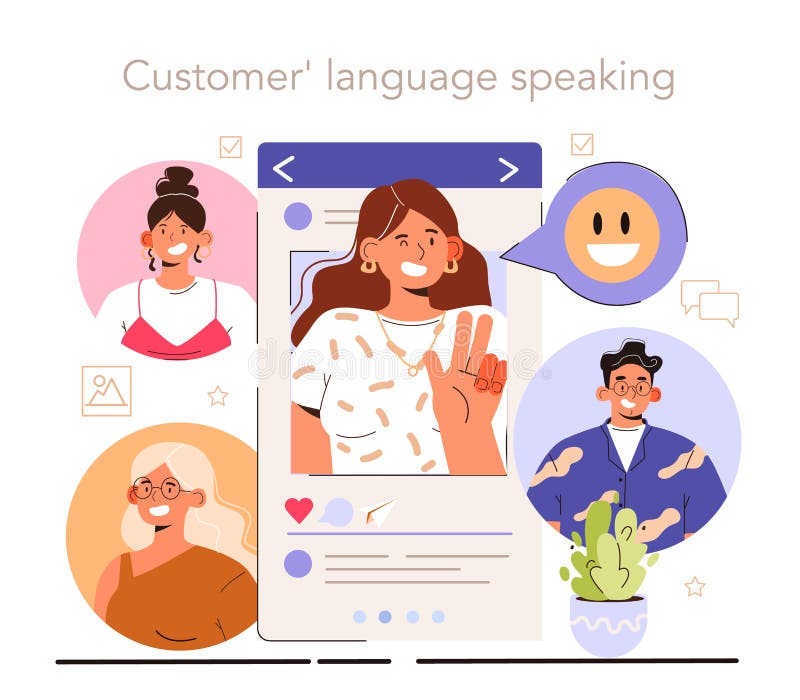 Customer Language Speaking. Social Media Content Manager Guidance Stock ...