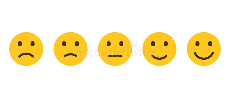 Customer Level Satisfaction Emoticon Icon Vector in Flat Style. Five ...