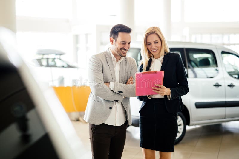 Customer Looking for a Car at Dealership Stock Image - Image of female ...