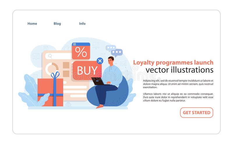 Customer Loyalty Program Launch. Illustration of a Marketing Expert ...