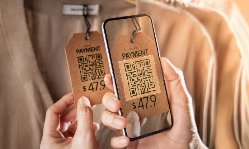 Customer Making Payment Via Mobile Phone. Wireless, Contactless and ...