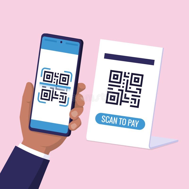 Customer Making a QR Code Payment Stock Vector - Illustration of ...