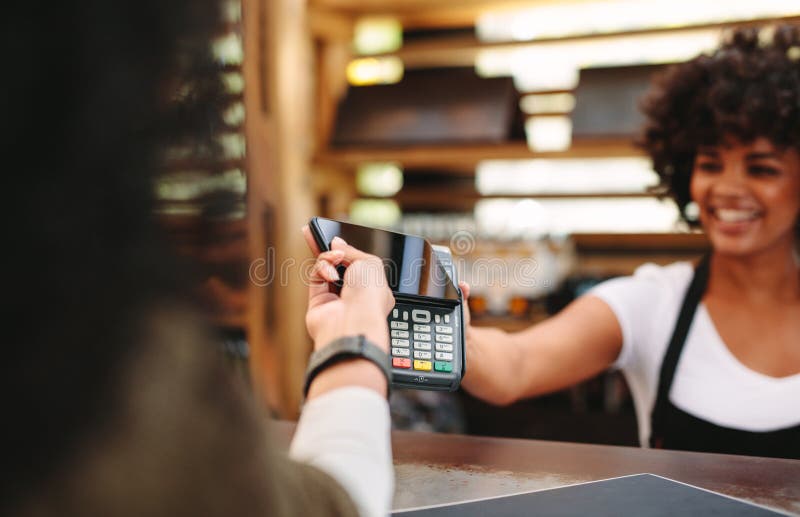 Customer Making Payment Using Credit Card at Bar Stock Image - Image of ...