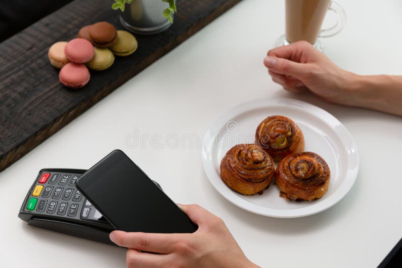 Customer Making Wireless or Contactless Payment Using Smartphone, Nfc ...