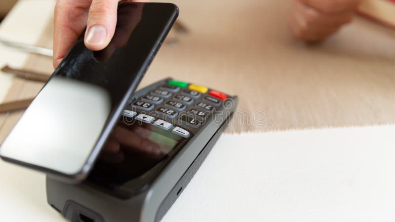 : Customer Making Wireless or Contactless Payment Using Smartphone, Nfc ...