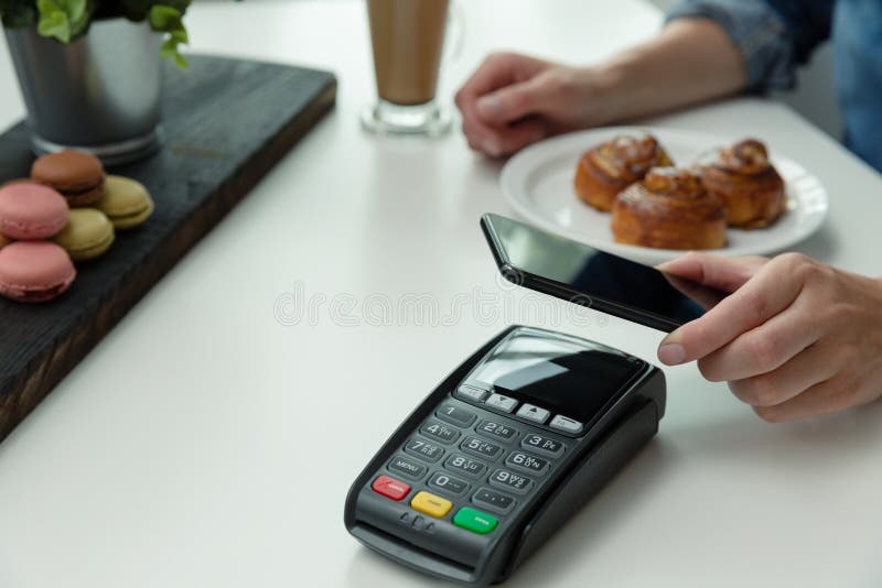 Customer Making Wireless or Contactless Payment Using Smartphone, Nfc ...