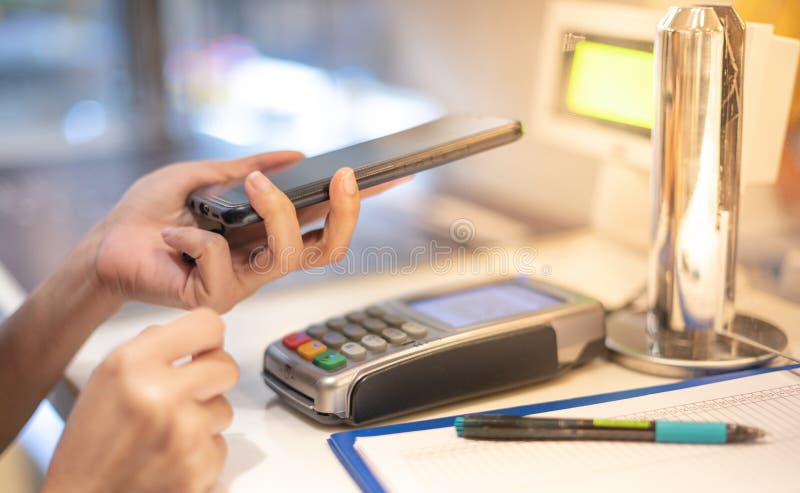 Customer Making Payment Using Credit Card at Bar Stock Image - Image of ...