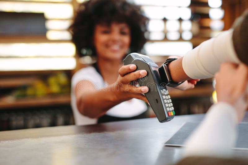 Customer Making Payment Using Credit Card at Bar Stock Image - Image of ...