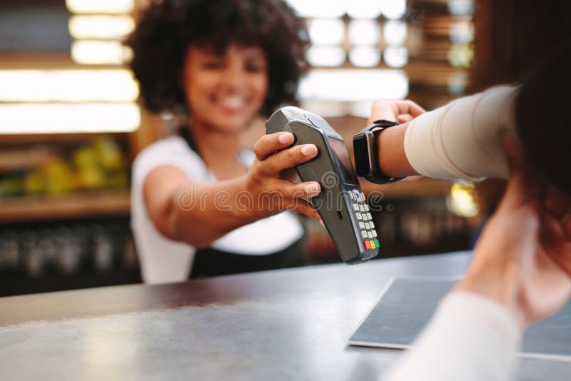 Customer Making Payment Using Credit Card at Bar Stock Image - Image of ...