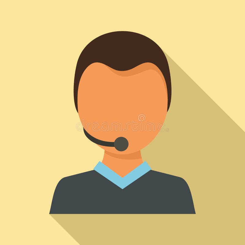 Customer Man Support Icon, Flat Style Stock Vector - Illustration of ...
